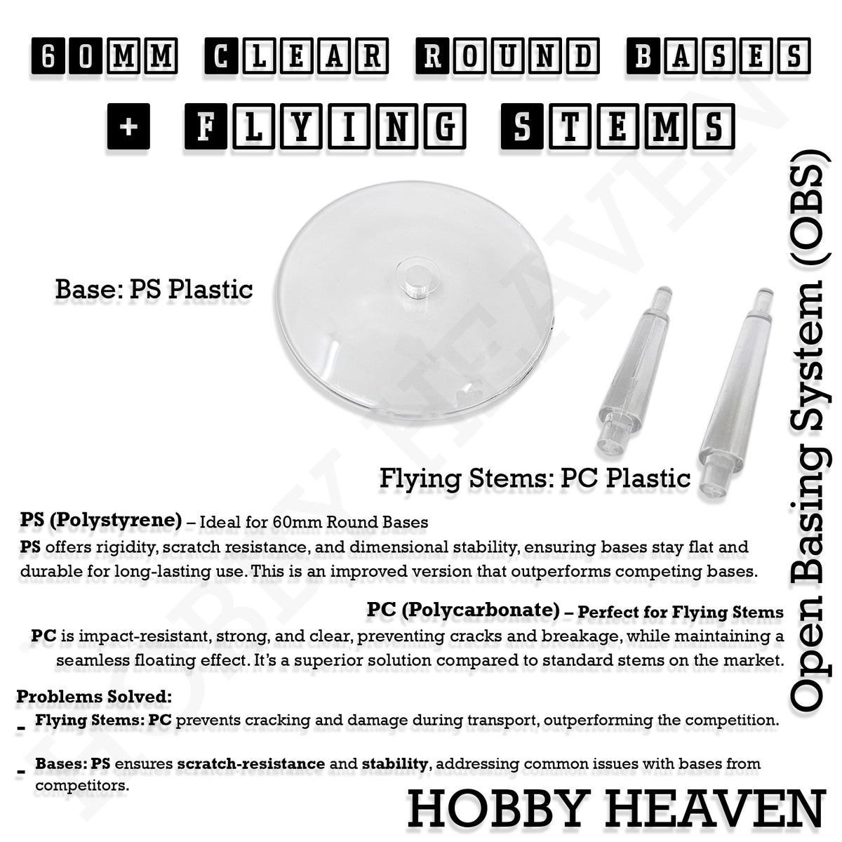 60mm Clear Round Flying Bases – Durable PS Plastic + PC Stems | Hobby ...