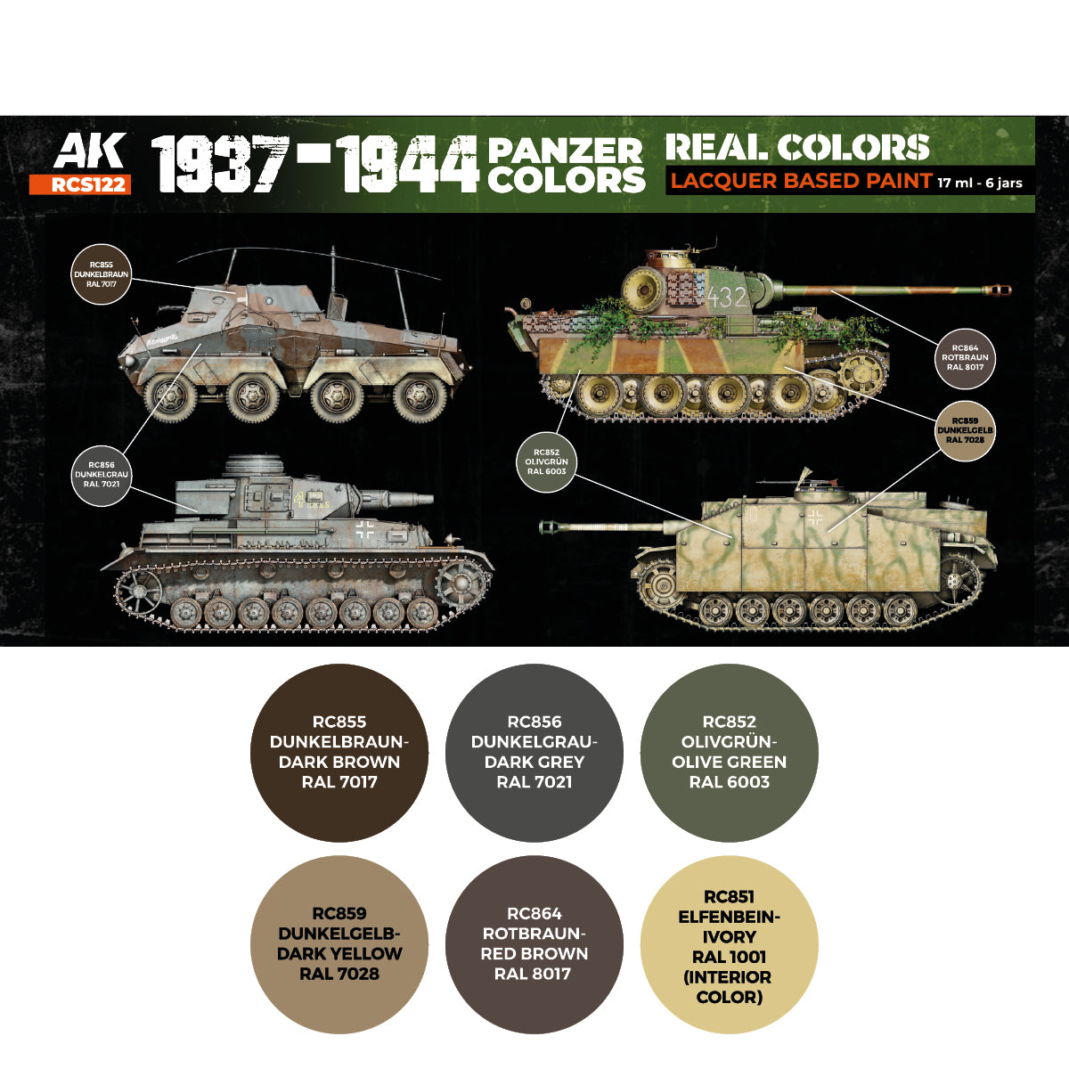 1937-1944 German Panzer Colors - RCS122 Authentic Paint Set | Hobby Heaven