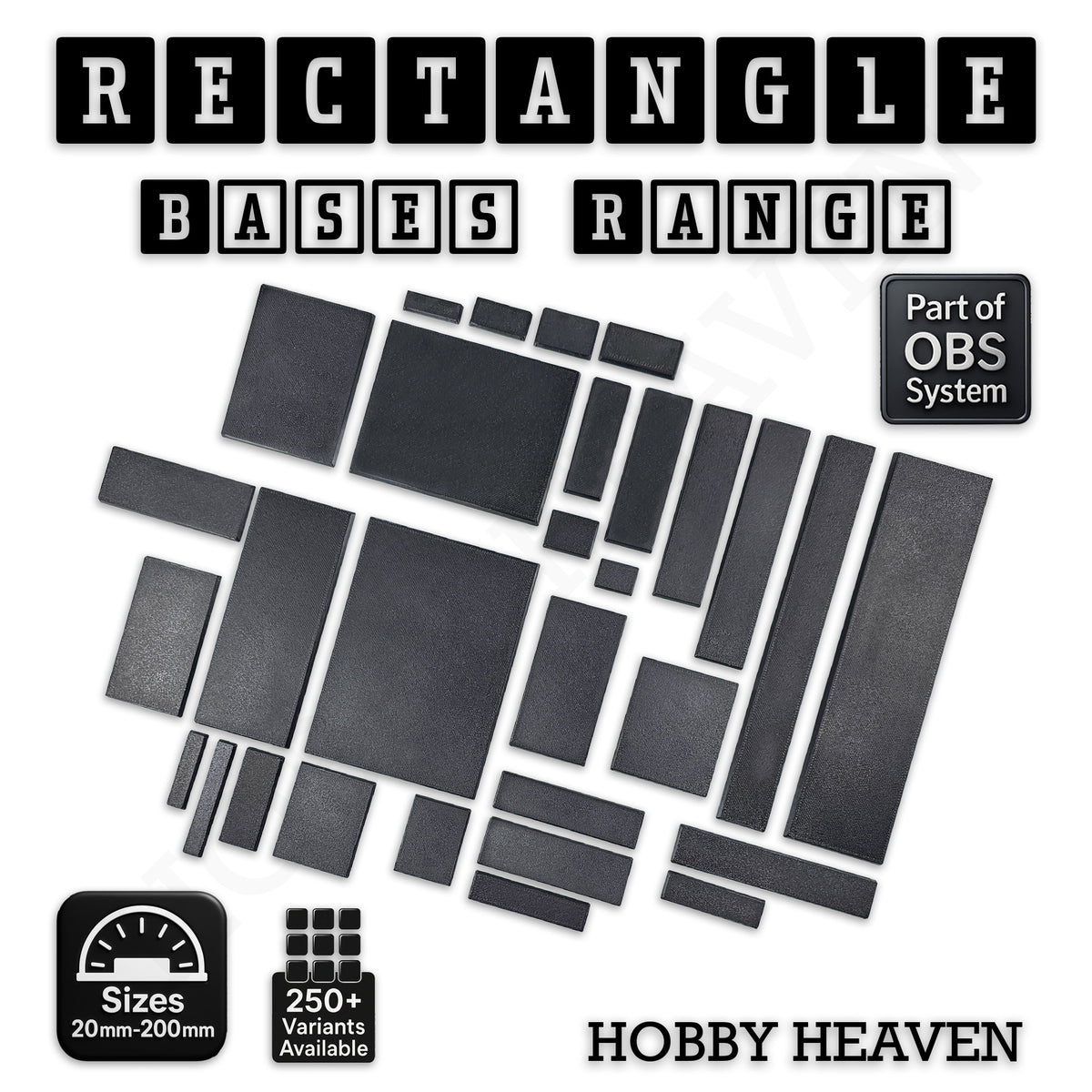 Rectangle Bases Range Sizes - 125x50mm to 200x175mm Large Sizes 3d Pri ...