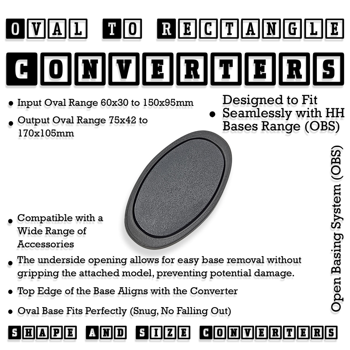 Oval Base Converters | 3D Printed Size Adapters | Hobby Heaven | Hobby ...