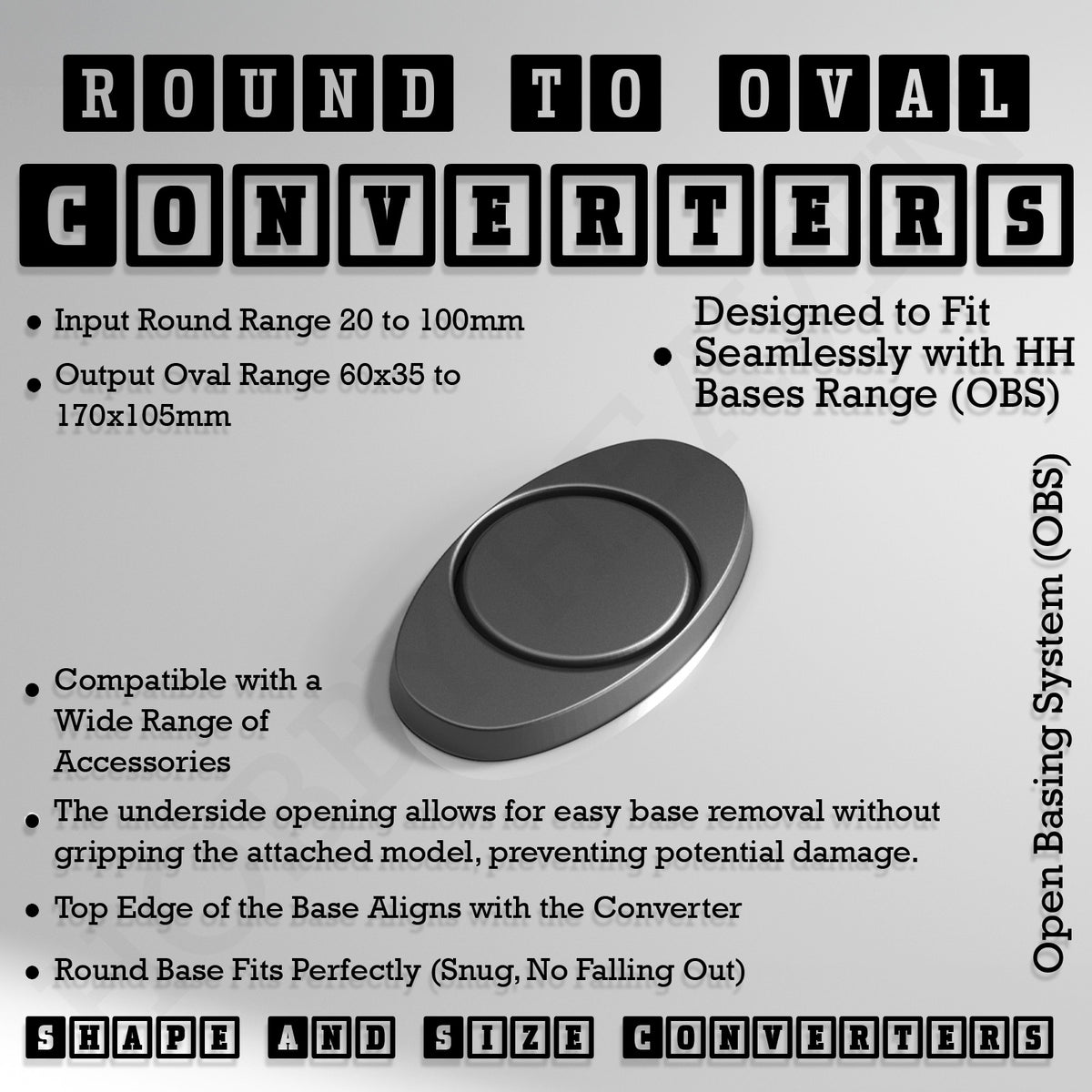 Oval Base Converters | 3D Printed Size Adapters | Hobby Heaven | Hobby ...