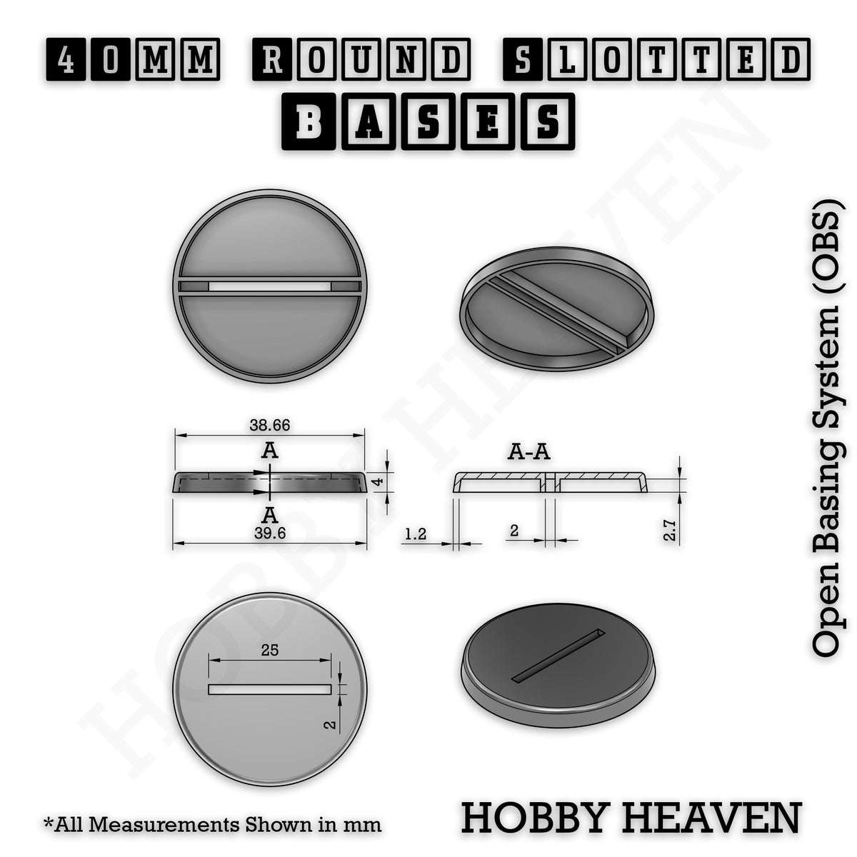 40mm Round Slotted Bases | Warhammer Hobby Bases | FDM Quality | Hobby ...