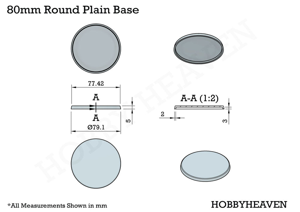 80mm Round Plain Plastic Bases | Hobby Heaven