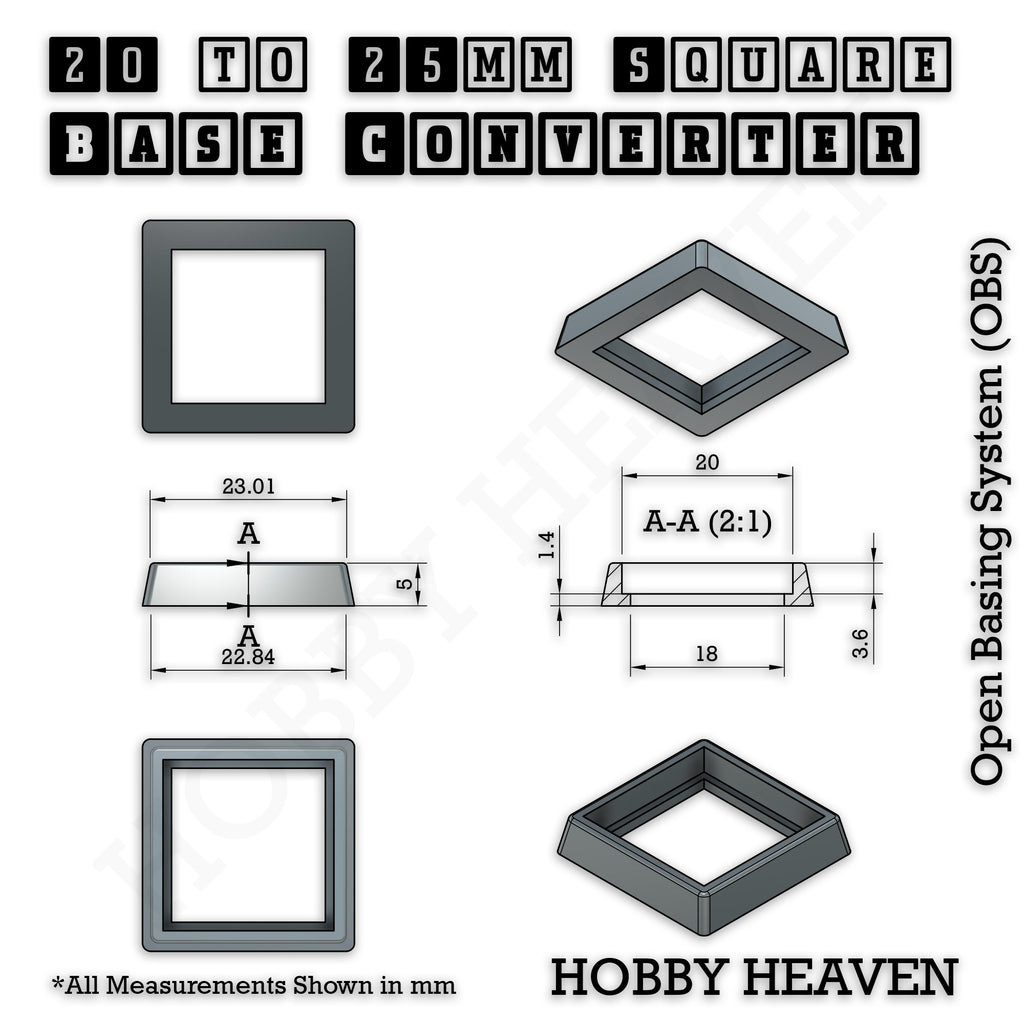 20mm to 25mm Square Base Converter for Wargames & DnD | Hobby Heaven UK ...
