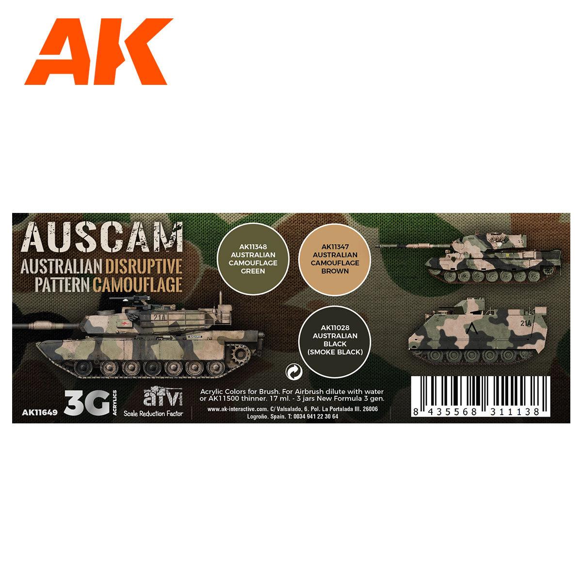 AK Interactive Auscam Colors Set 3G Paints Set AFV AK11649 | Hobby Heaven