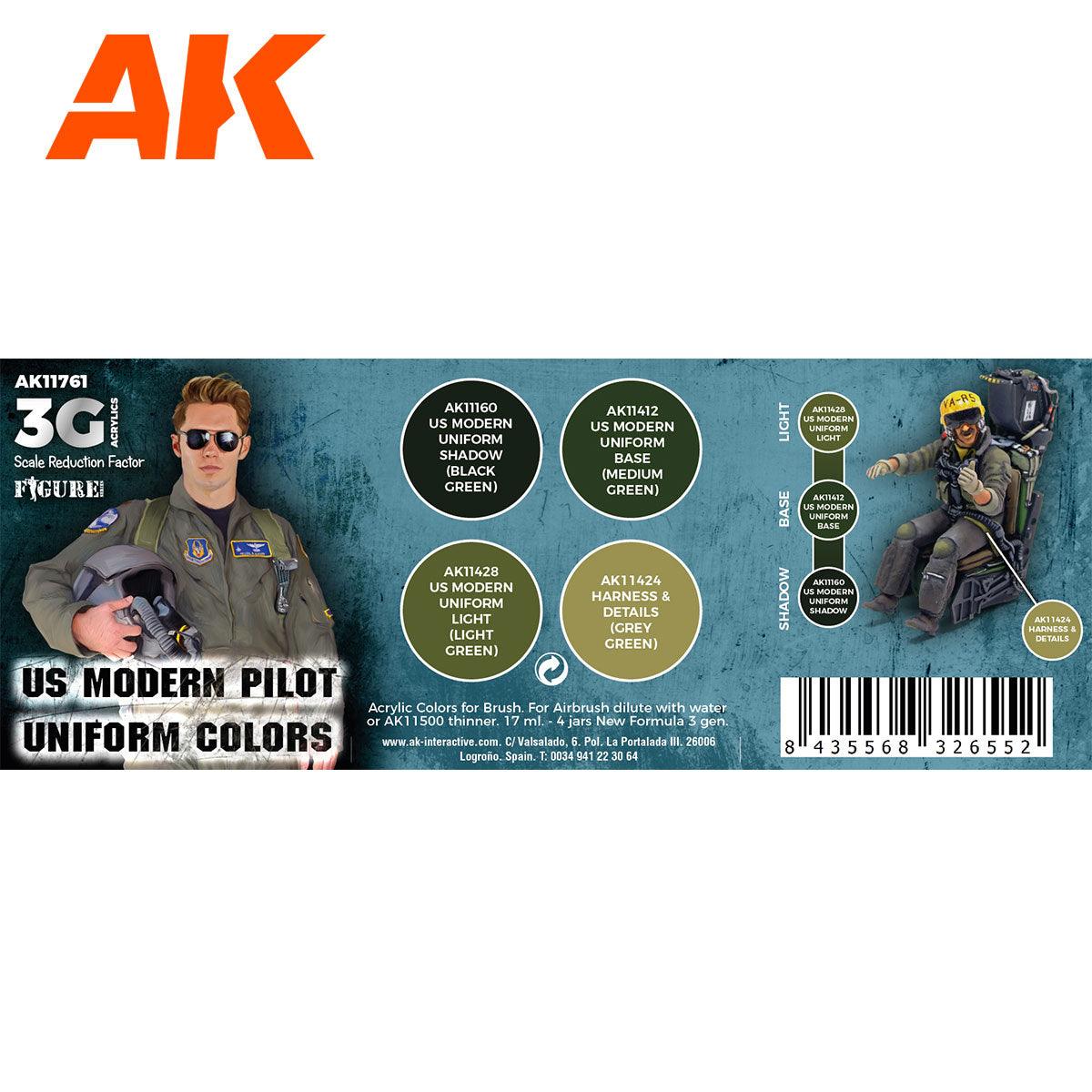AK Interactive US Modern Pilot Uniform Colors SET 3G AK11761 | Hobby Heaven