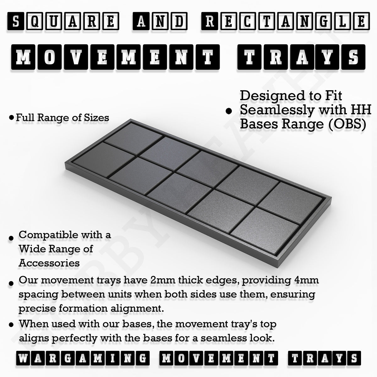 Rectangle Movement Trays Cavalry 50-100mm | OBS System | UK | Hobby Heaven