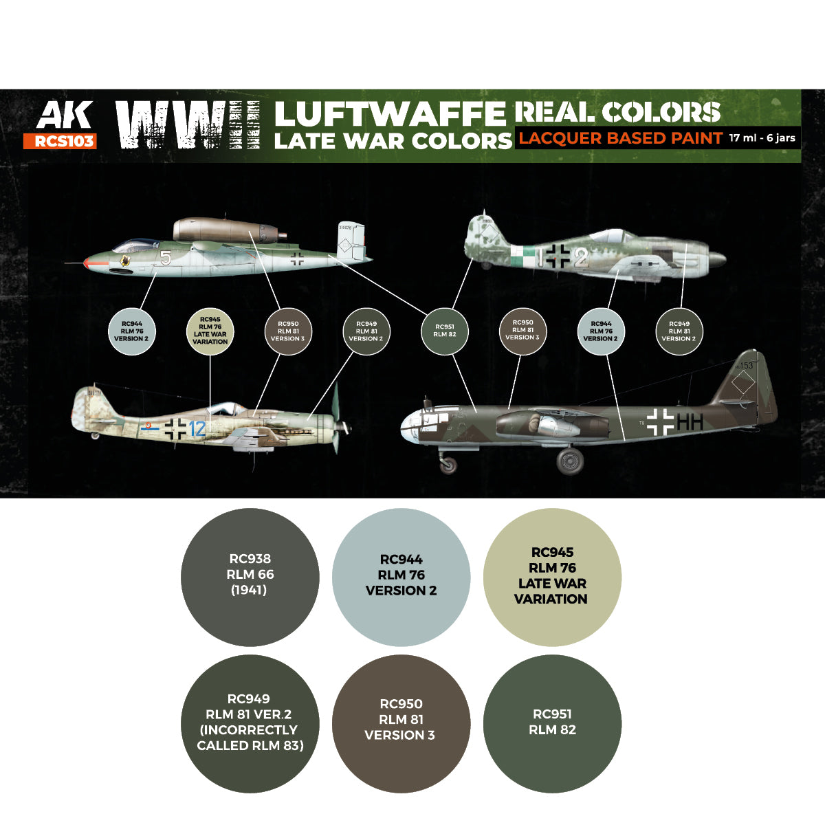 Luftwaffe Late War Colors | Precise 1944-45 Set | AK Interactive RCS103 ...