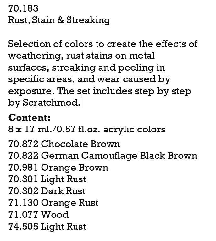 Vallejo Effects Color Paint Set Rust Stain and Streaking 8 Paints VAL7 ...