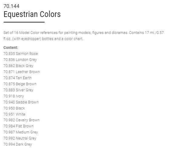 Vallejo Model Color Paint Set Equestrian Colors 16 Paints VAL70144 ...