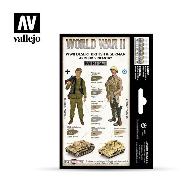 Vallejo Paint Set WWII Paint Set Desert British & German Armour & Infa ...