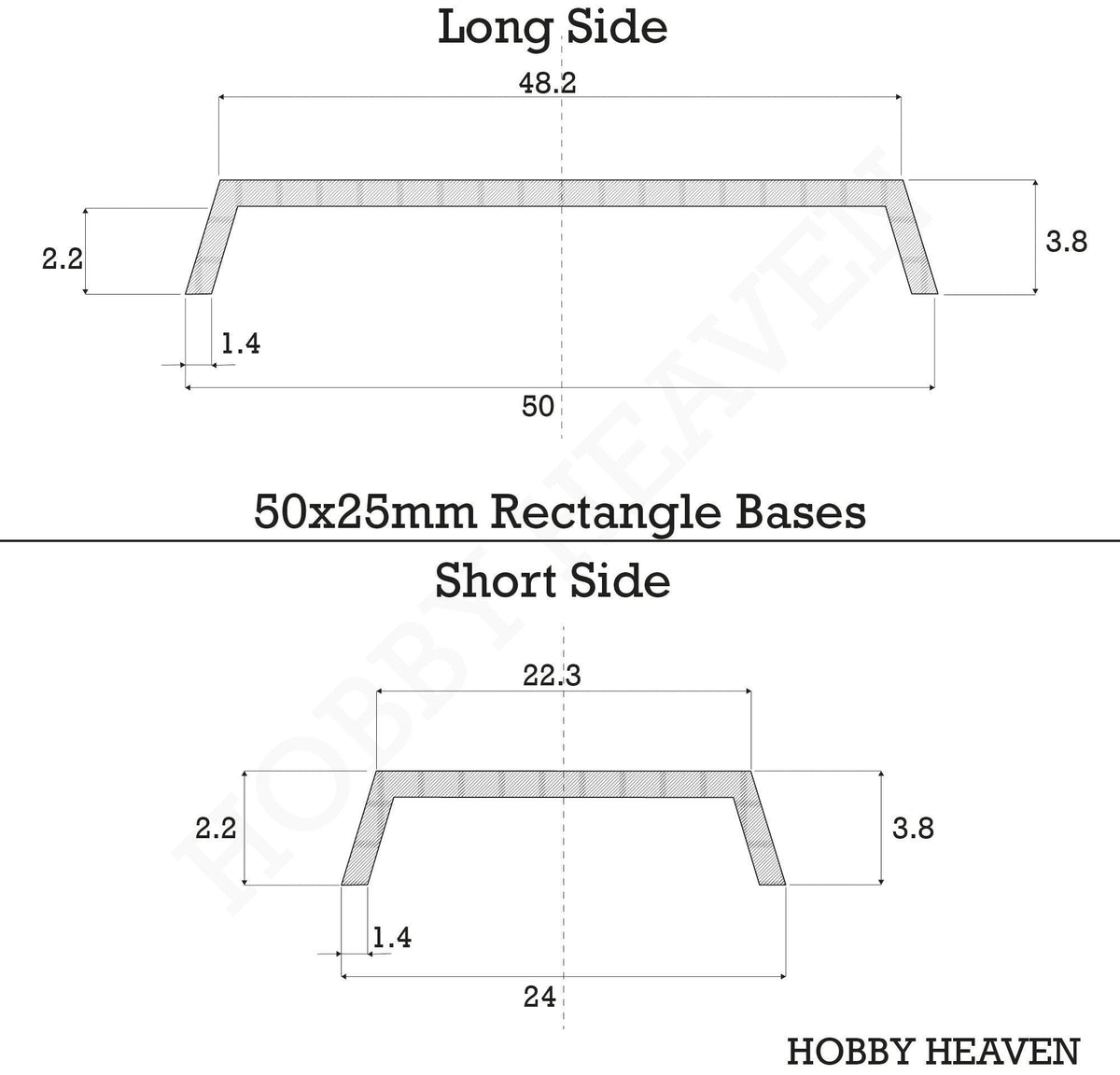 50x25mm Rectangular Plain Plastic Bases | Hobby Heaven